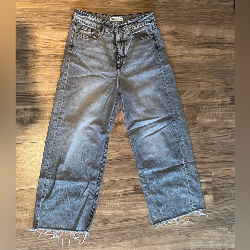 Zara Grey Washed Wide Leg Jeans - Gem